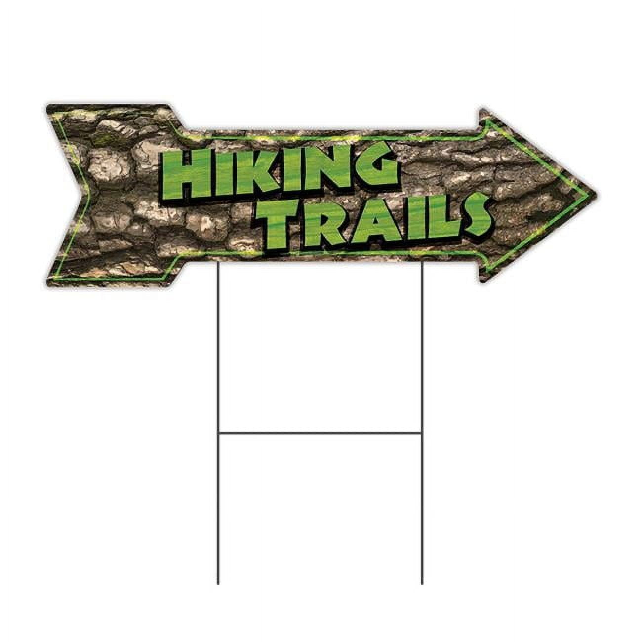 10 x 30 in. Corrugated Plastic Double Sided Arrow Sign - Hiking Trails ...