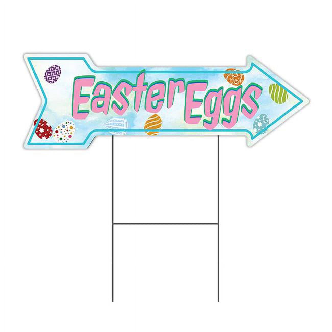 10 x 30 in. Corrugated Plastic Single Sided Arrow Sign - Easter Eggs ...