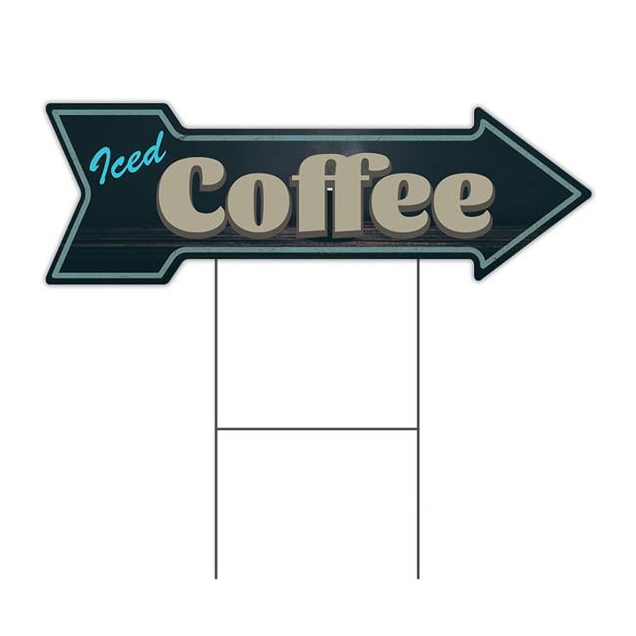 10 x 30 in. Corrugated Plastic Single Sided Arrow Sign - Iced Coffee ...