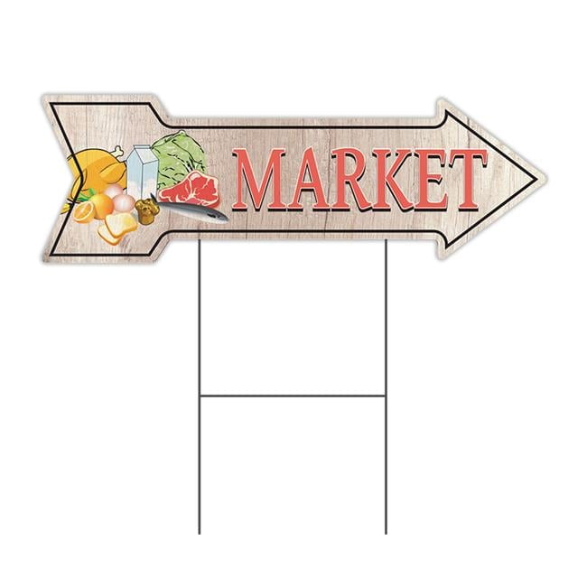 10 x 30 in. Corrugated Plastic Single Sided Arrow Sign - Market 2 ...