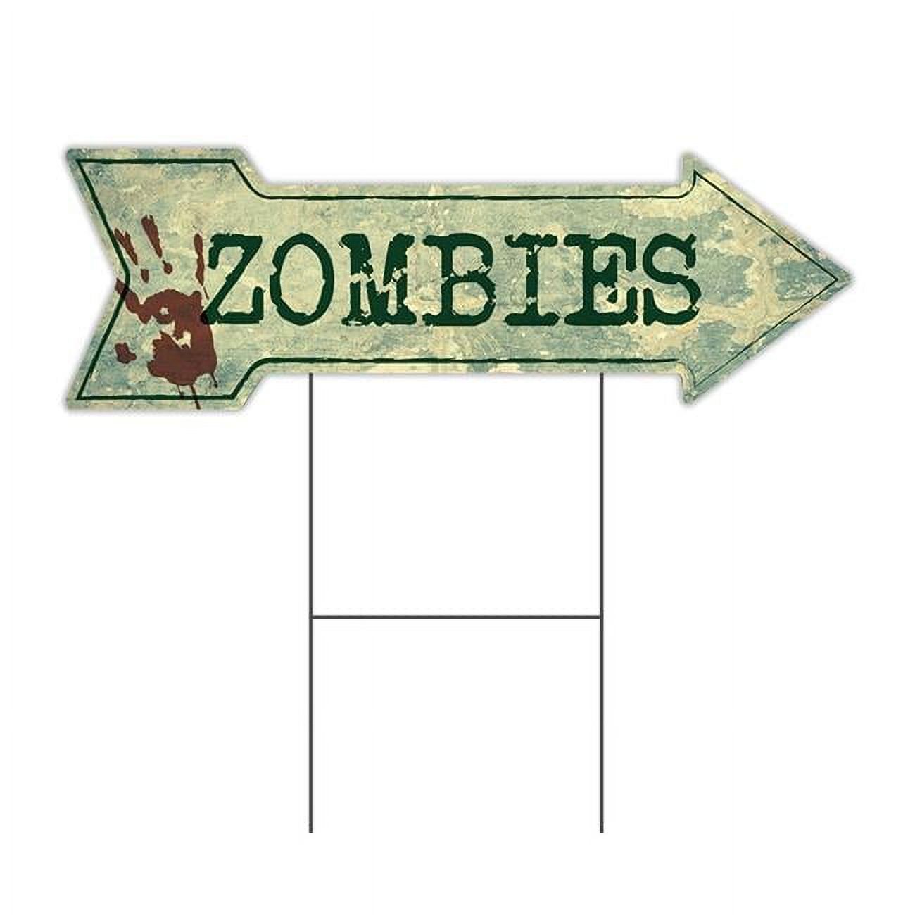 10 x 30 in. Corrugated Plastic Single Sided Arrow Sign - Zombies ...