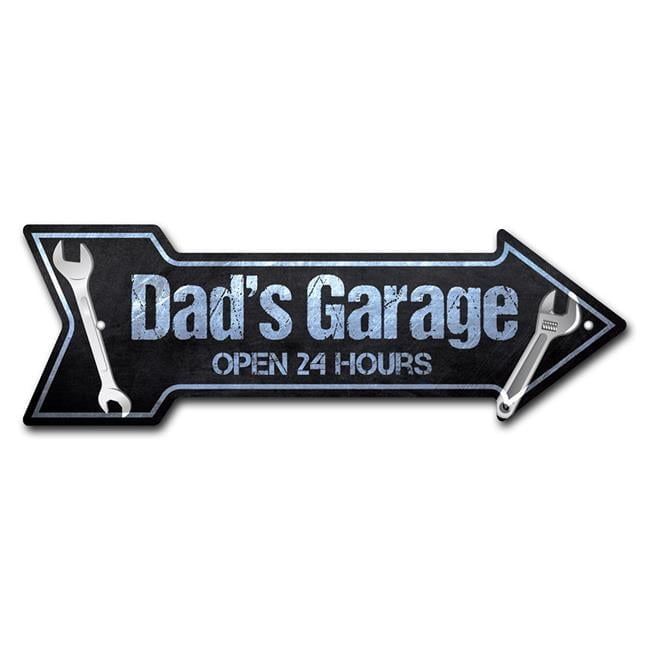 10 x 30 in. Wide Dads Garage Arrow Sign - Walmart.com