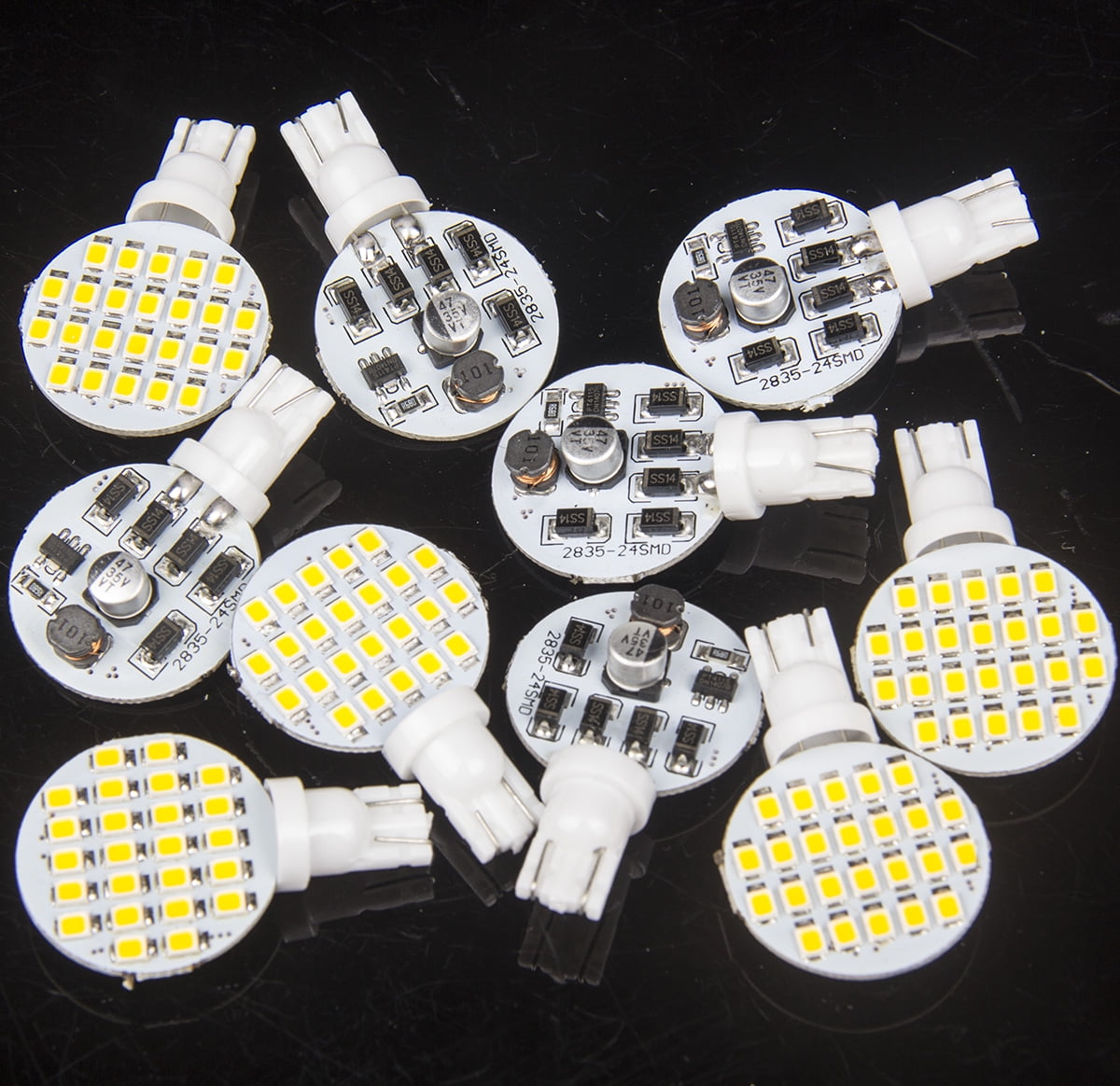 10 x 4.8w Warm White T10 921 RV Car Wedge 24SMD LED Light Bulb 12v ...
