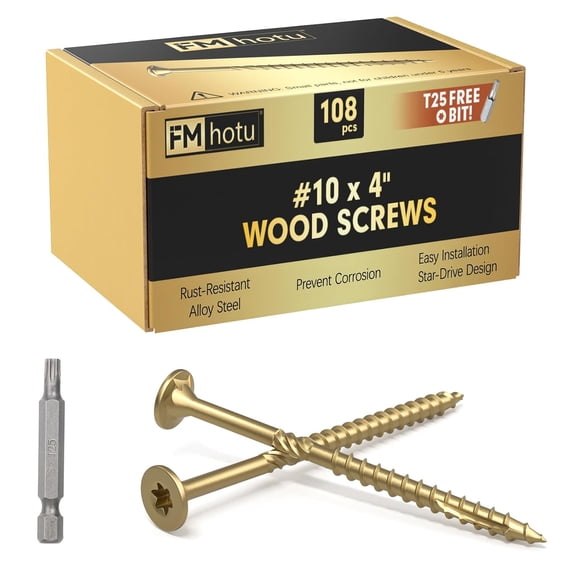 #10 x 4” Deck Screws, 108Pcs Star Drive Wood Screws, Rust Resistant ...