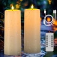 10" x 4" Flameless USB Rechargeable Candles, Solar Powered Waterproof ...