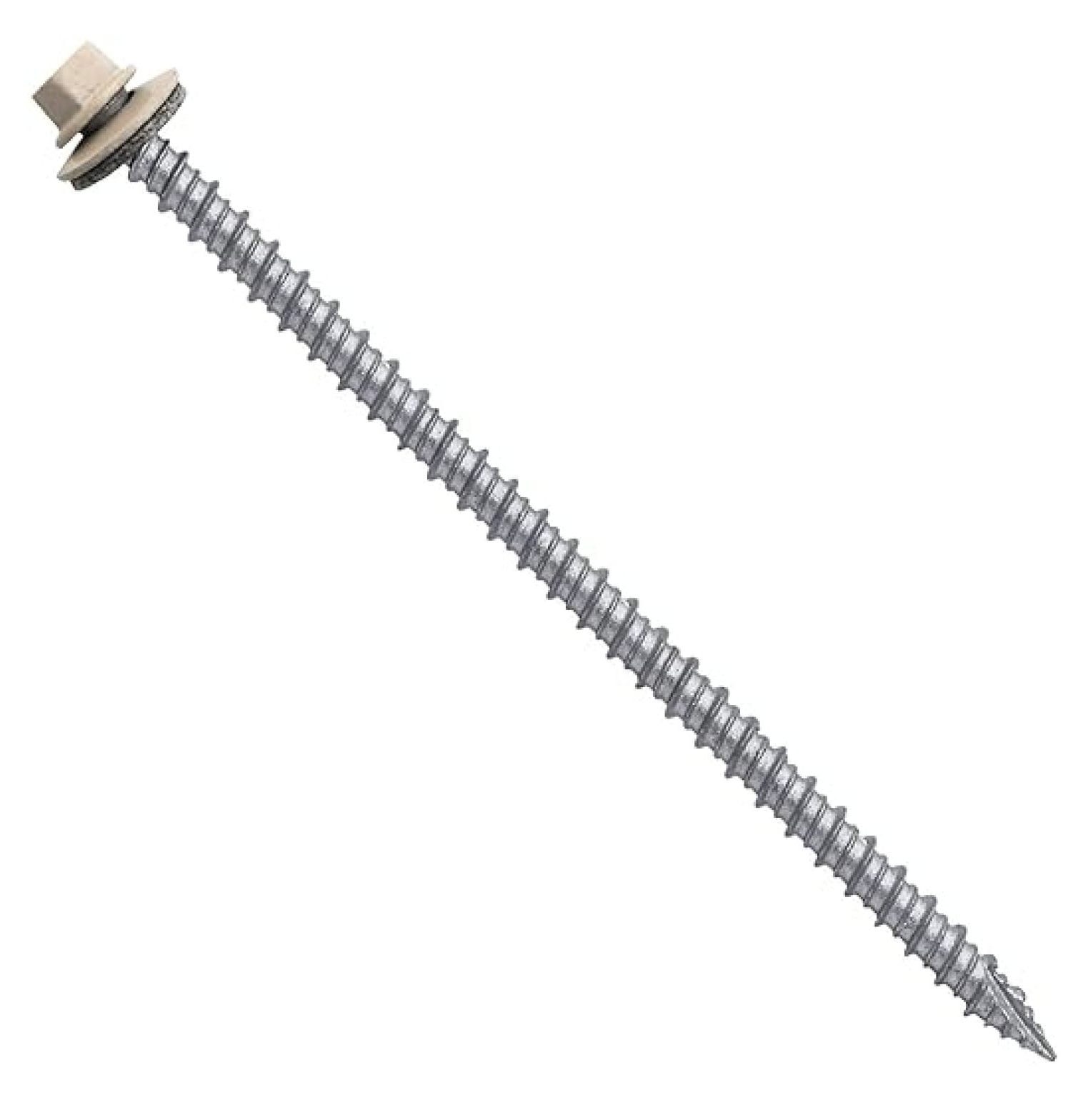 10 x 4 Light Stone Metal Roofing Screws - Hex Washer Head- Self ...