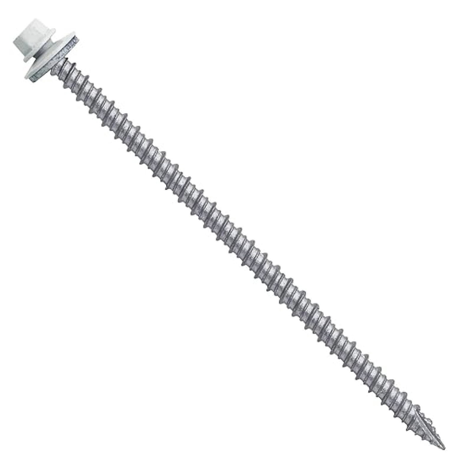 10 x 4" Metal Roofing Screws (250) Brite White Galvanized Hex Head ...