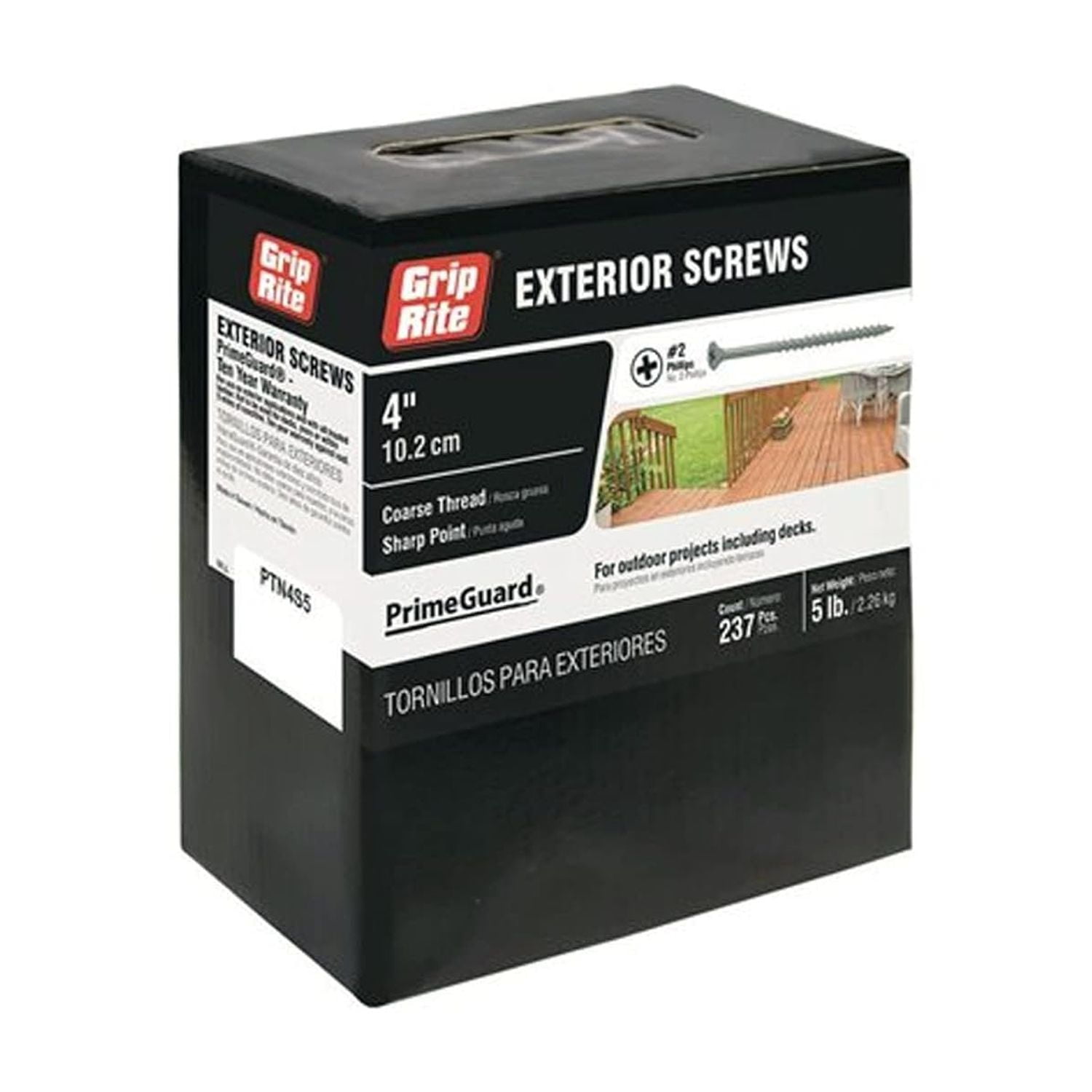 10 x 4 in. Phillips Bugle Head Coarse Thread Sharp Point Polymer Coated ...