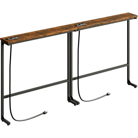 10 x 40 inch Walnut Bamboo Console Sofa Table, Japanese Style Entryway ...