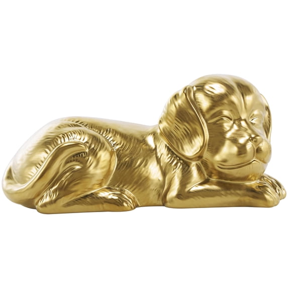 10" x 5" Gold Ceramic Laying Dog Sculpture with Matte Finish, by ...