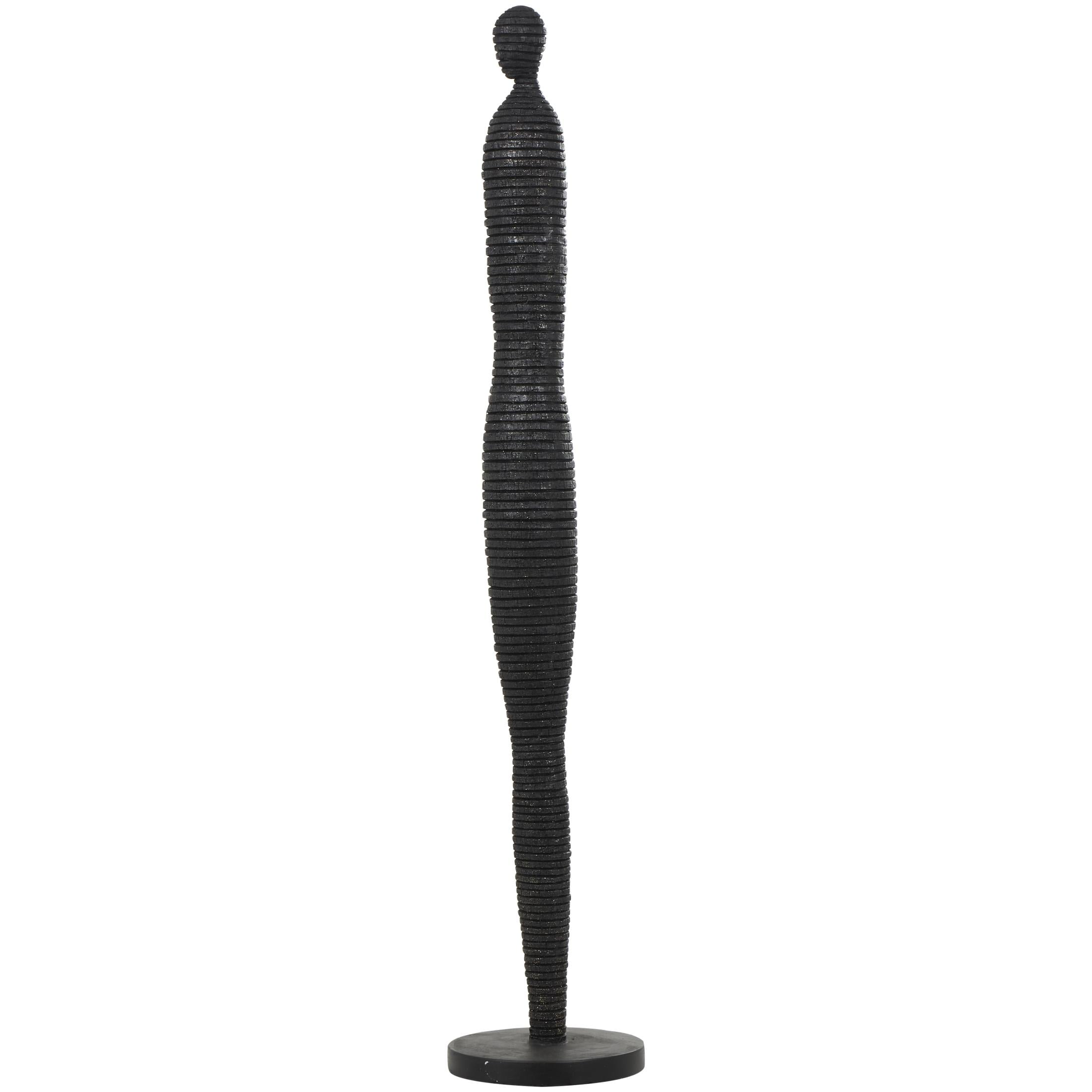 10" x 53" Black Polyresin Tall Slim Figure People Sculpture with Ribbed ...