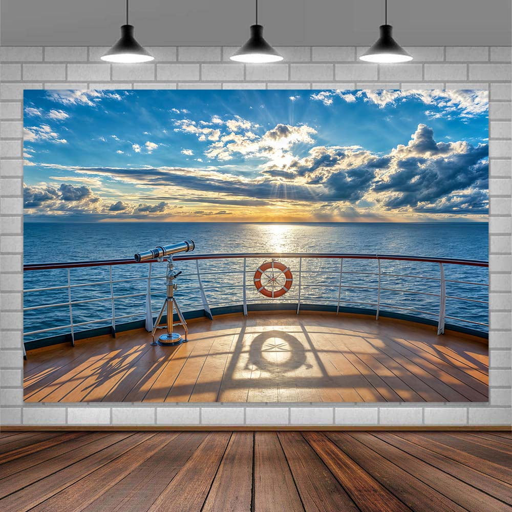10 x 6.5ft Cruise Ship Photography Backdrop, Tropical Ocean Sunset ...
