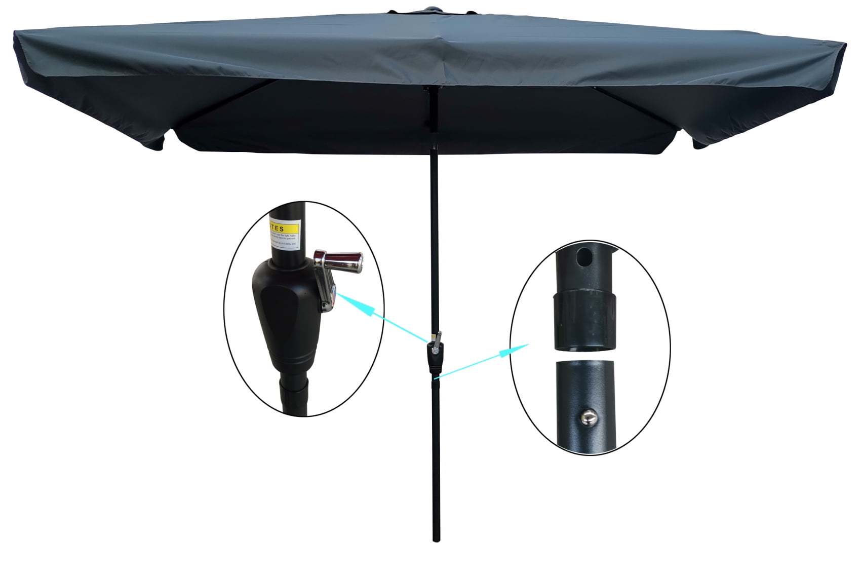 10 x 6.5ft Rectangular Patio Umbrella, Outdoor Umbrellas with Crank and ...