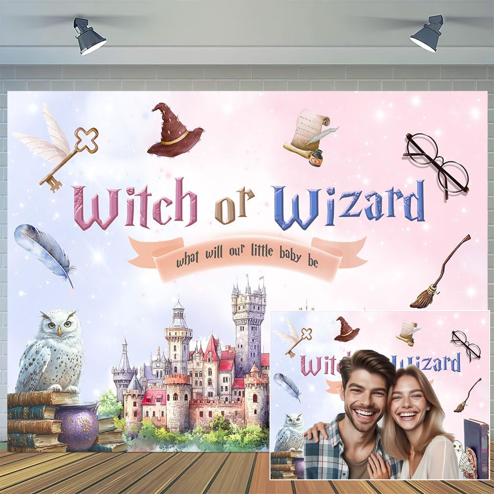 10 x 6.5ftWitch or Wizard Gender Reveal Photo Backdrop Photography ...