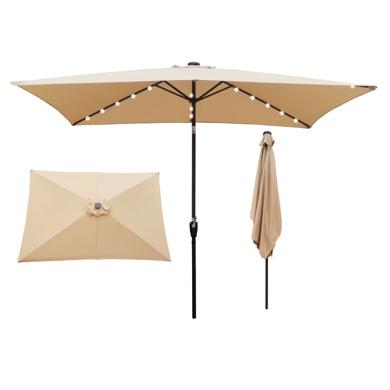 10 x 6.5t Rectangular Patio Umbrella Solar LED Lighted Outdoor Market ...