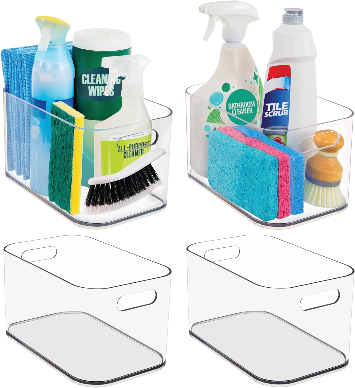 10" x 6" Open Clear Pantry Organizer Bin, Set of 4, Plastic Containers ...