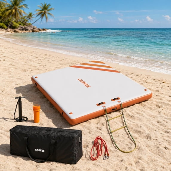 10 x 6Ft Inflatable Floating Dock Platform, Heavy-Duty Non-Slip Water ...