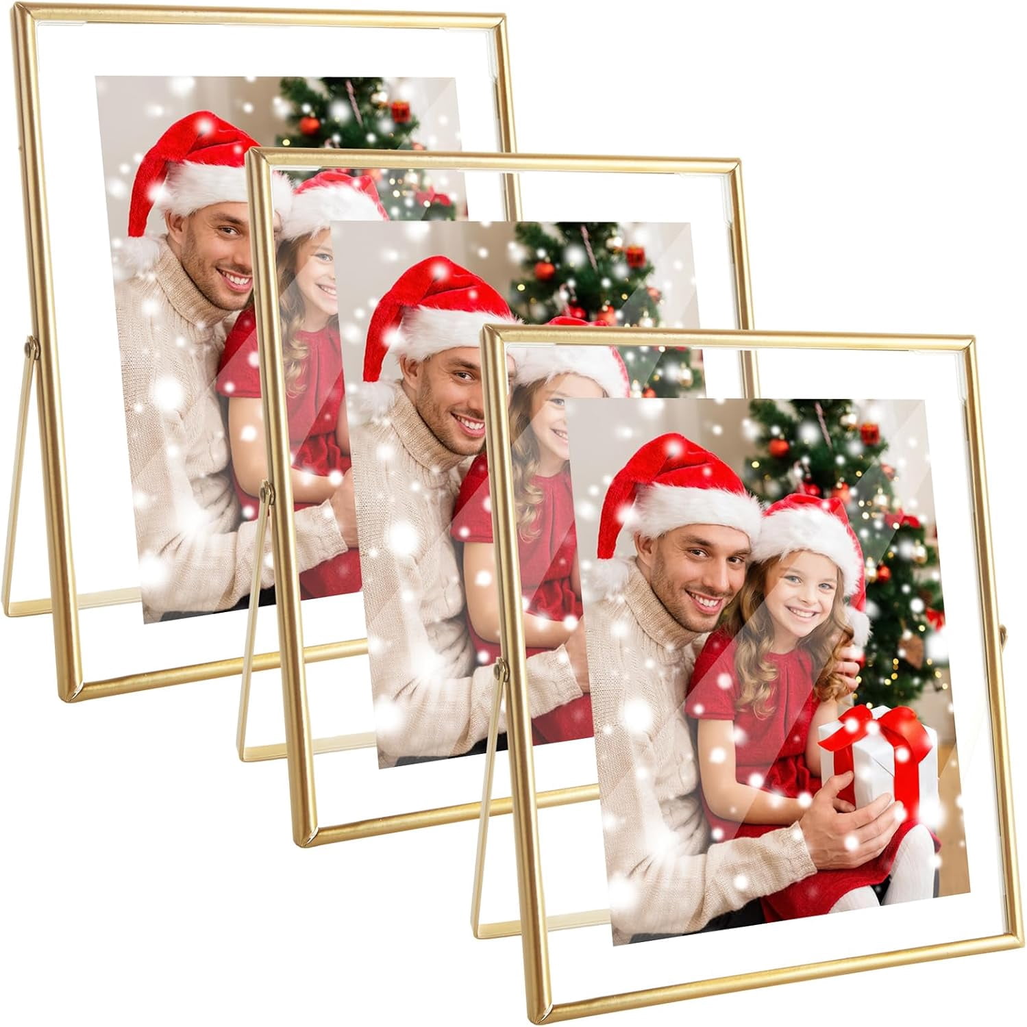 10 "x 8" Gold Floating Frames Set of 3, Pressed Glass Floating Frames ...