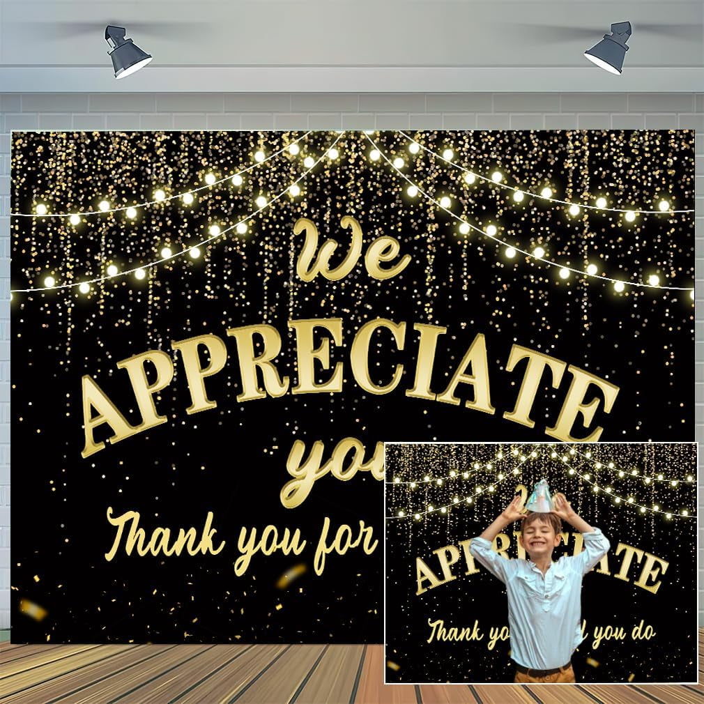 10 x 8 ft We Appreciate You Backdrop,Thank You for All You Do Black ...