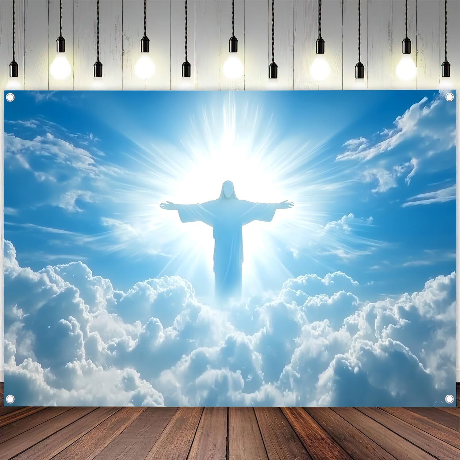 10 x 8 ft Christian Cross Backdrop Easter Jesus Christ in The Sky ...