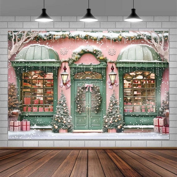 10 x 8 ft Christmas Pink Shop Store Background Photo Backdrop ...