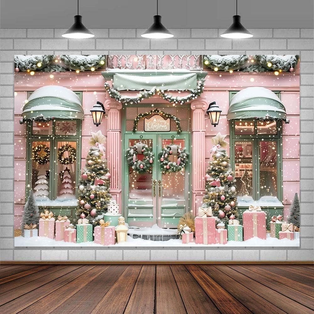 10 x 8 ft Christmas Pink Shop Store Background Photo Backdrop, Party ...