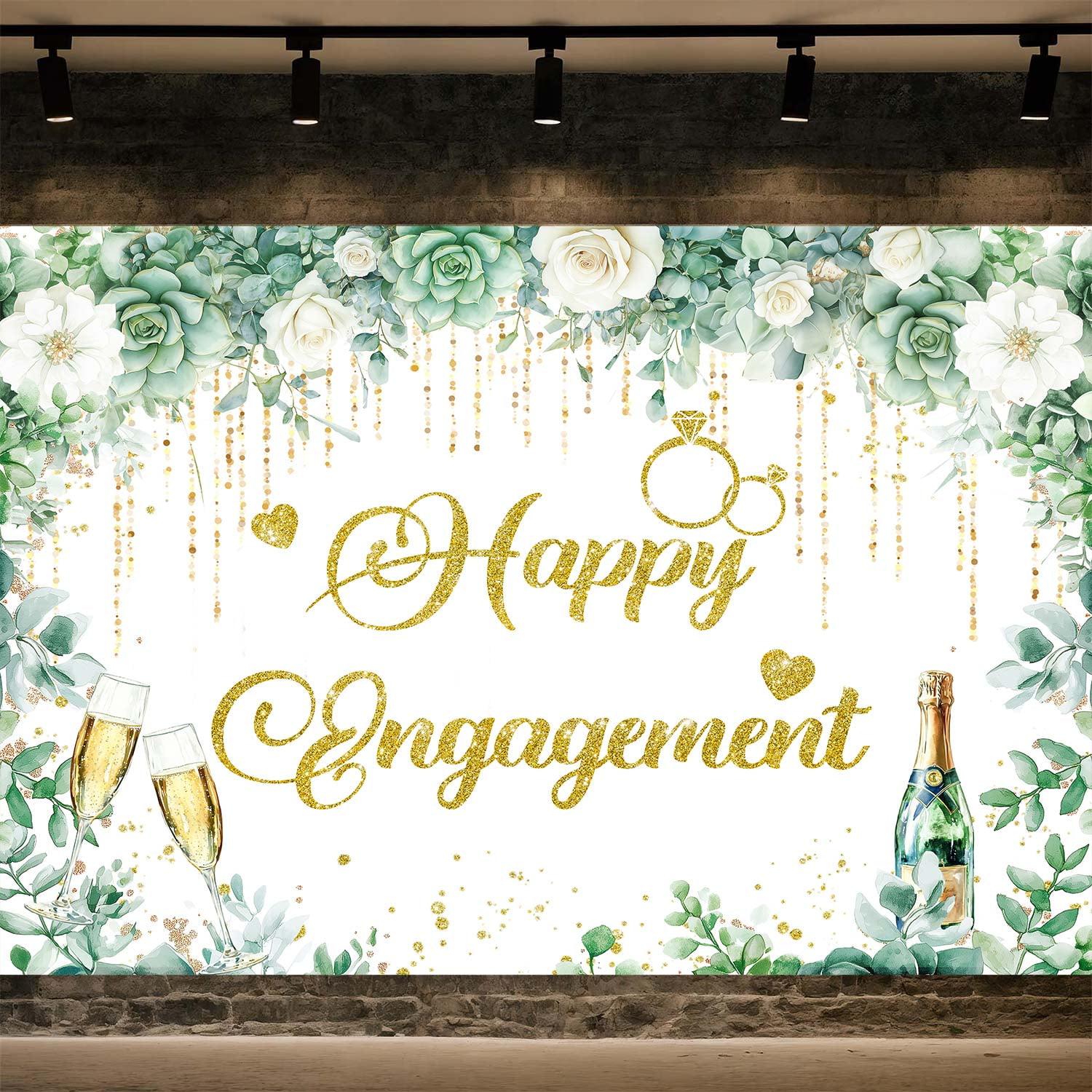 10 x 8 ft Engagement Party Decoration Backdrop Banner, Sage Green ...