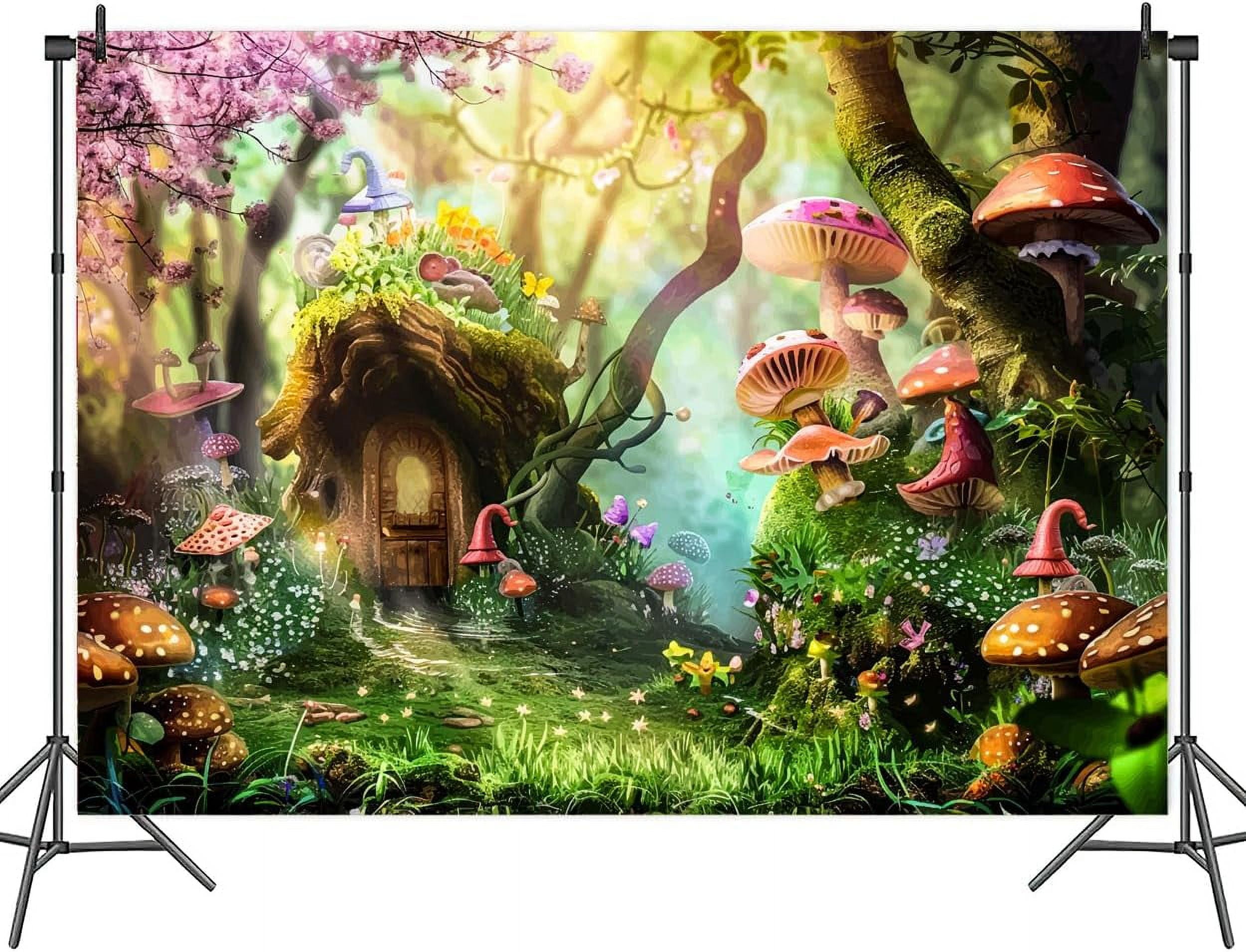 10 x 8 ft Fairy Tale Wonderland Backdrop Enchanted Mushroom Forest ...