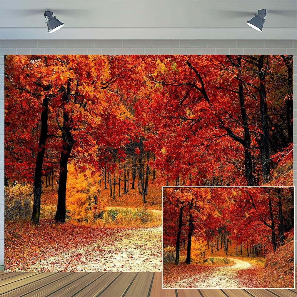 10 x 8 ft Fall Backdrop Autumn Thanksgiving Pumpkin Harvest Maple ...