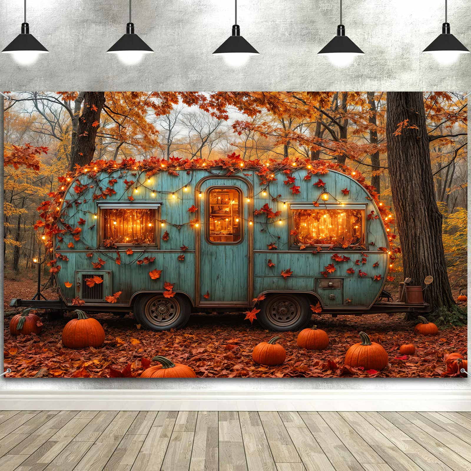 10 x 8 ft Fall Forest Backdrop Autumn Pumpkin Maple Leaves RV Farm ...