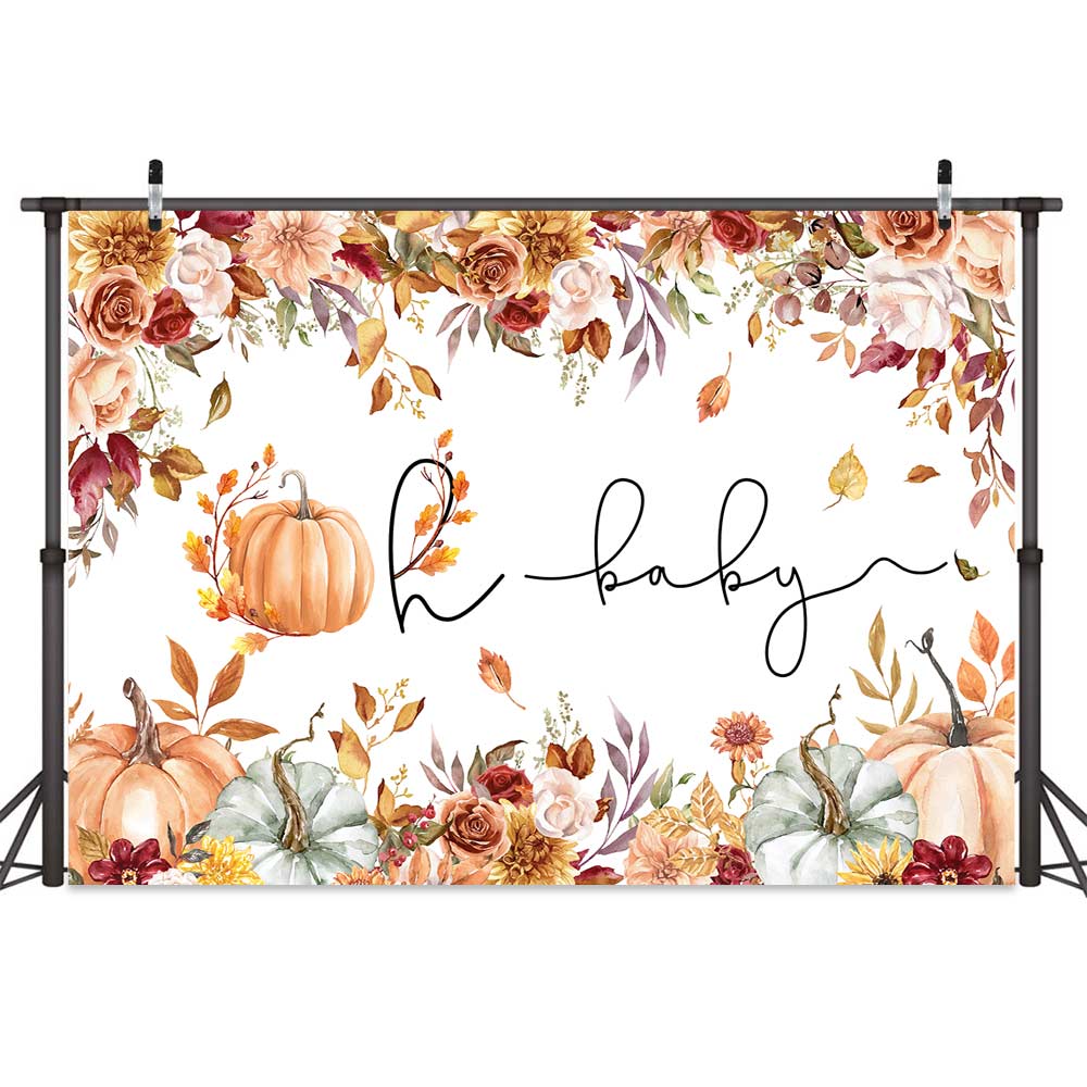 10 x 8 ft Fall Pumpkin Oh Baby Shower Backdrop Decoration for Gender ...