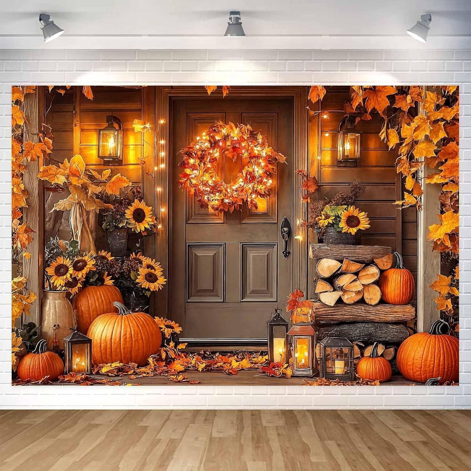 10 x 8 ft Fall Thanksgiving Backdrop Autumn Leaves Pumpkin Photography ...