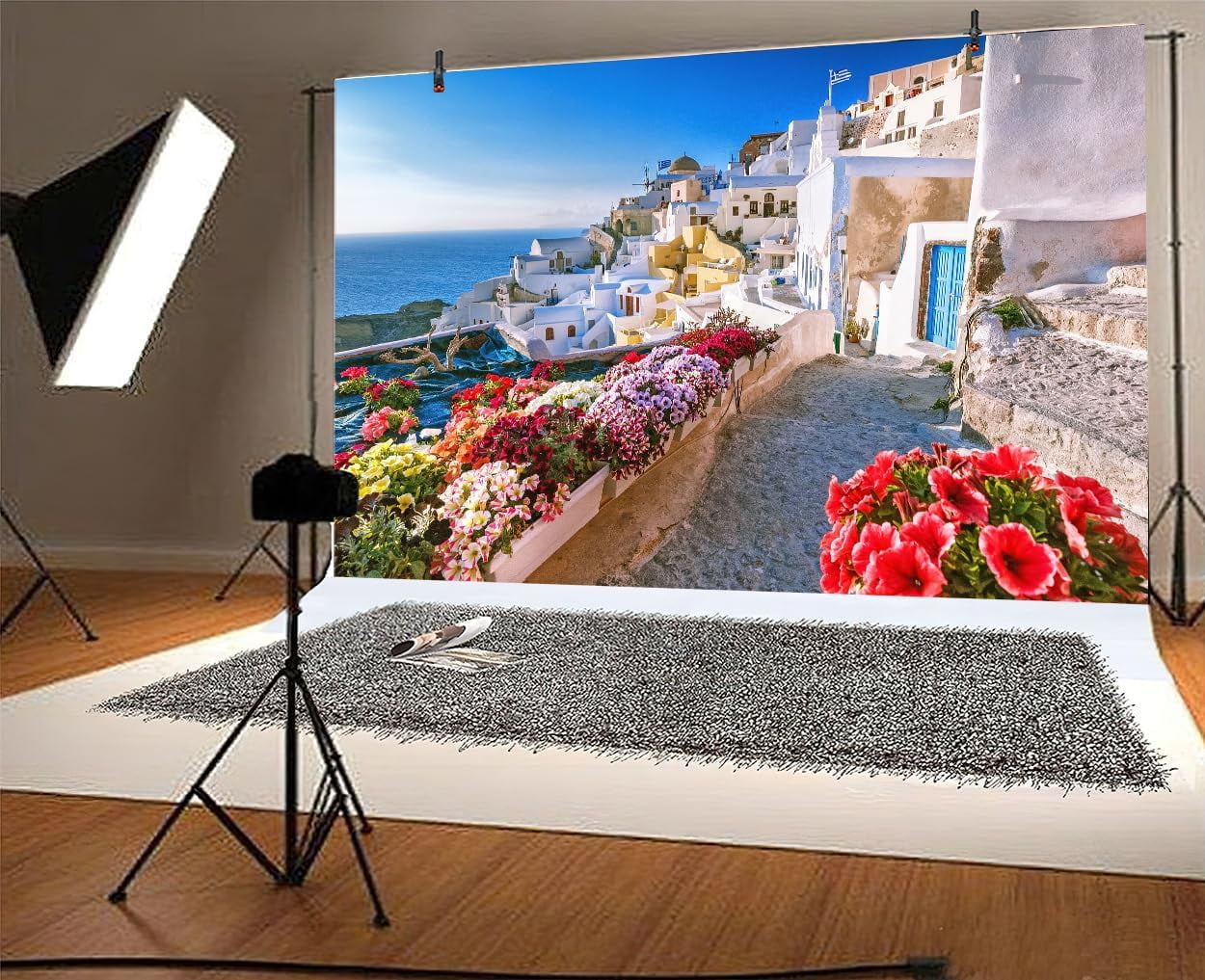 10 x 8 ft Greece Santorini Island Backdrop White Houses Architecture ...