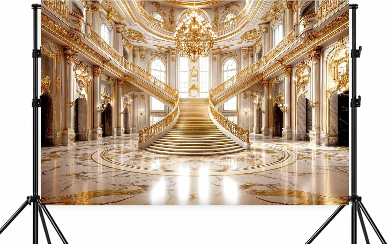 10 x 8 ft Luxurious Palace Backdrop, White Golden Palace Photography ...