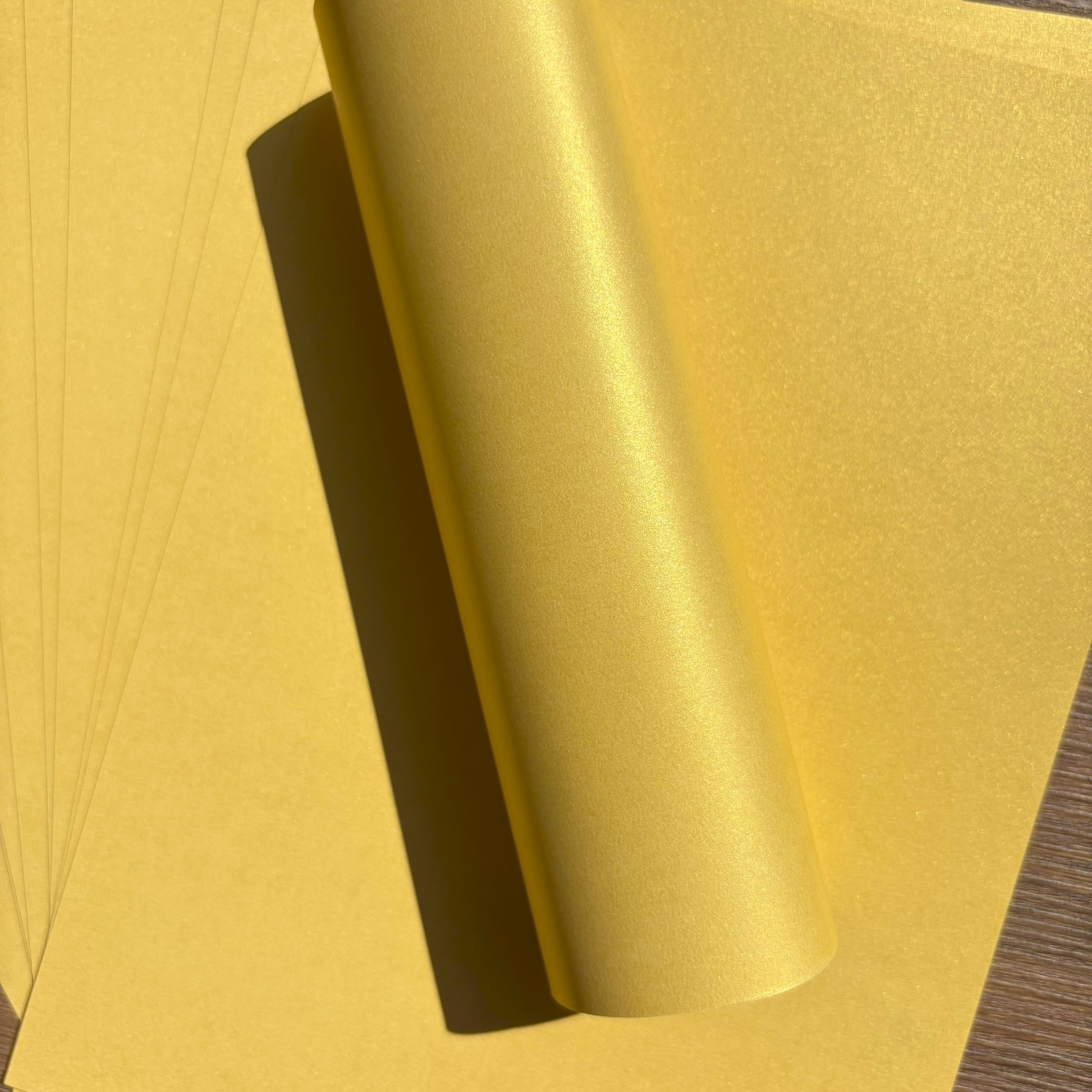 10 x A4 Mellow Yellow Gold Shimmer Pearlescent Paper 32lb bond Double ...