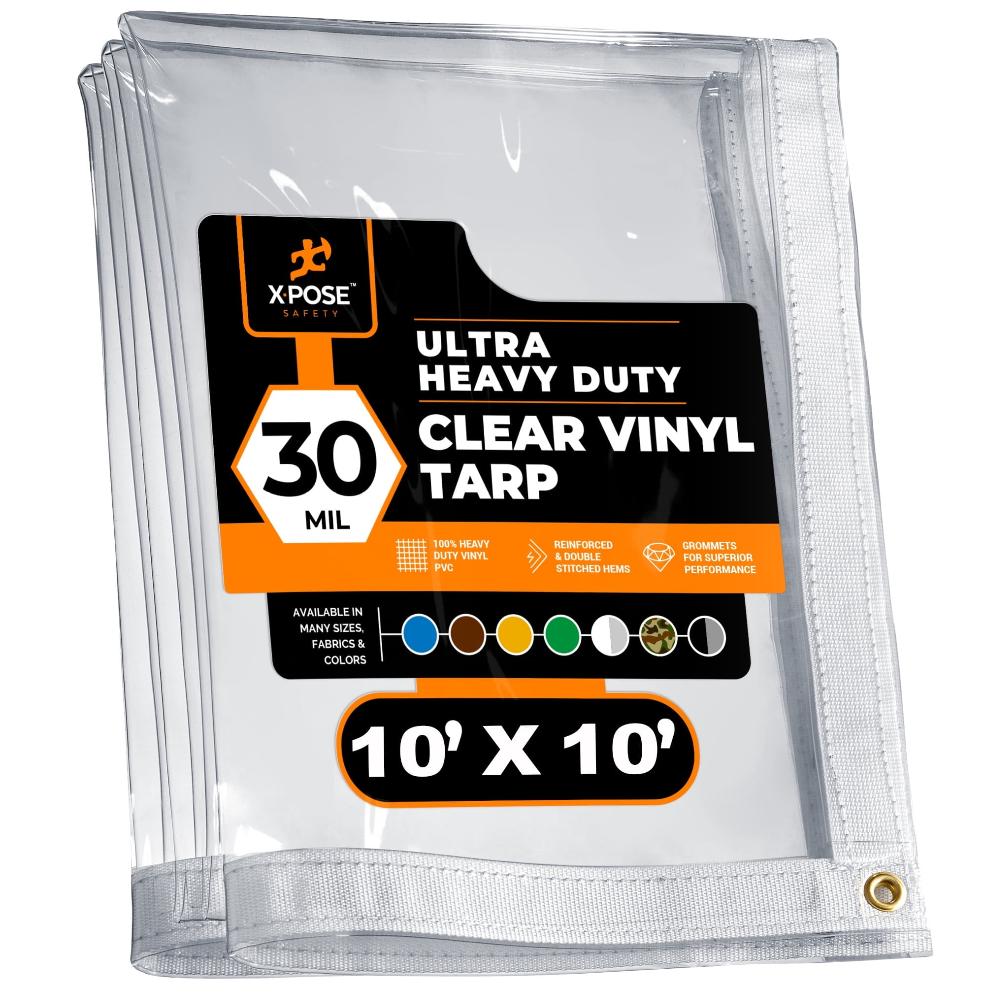 10' x 10' Clear Vinyl Tarp - 30 Mil Super Heavy Duty Transparent ...