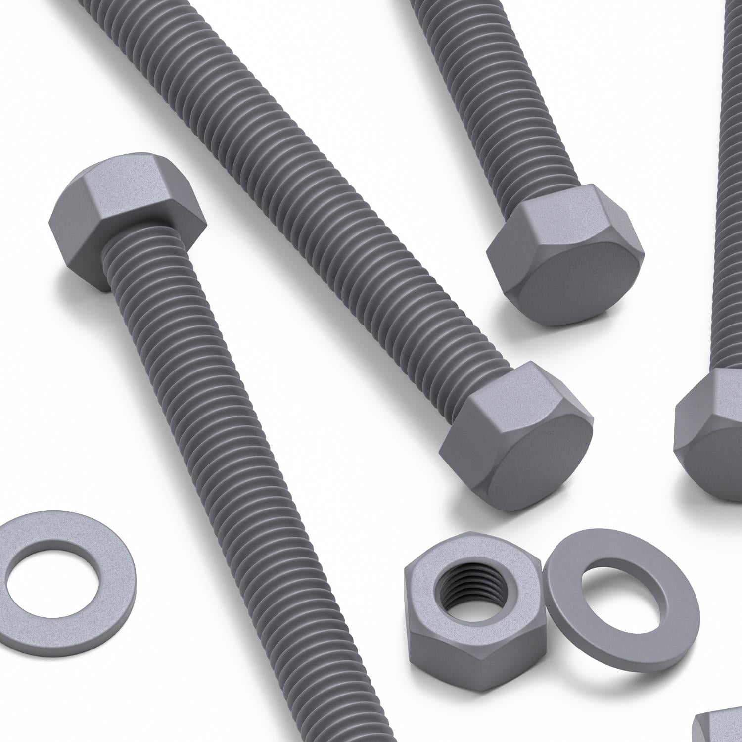 10 x Hexagon Head Screws Grey PVC Plastic nuts and bolts, oxidation ...
