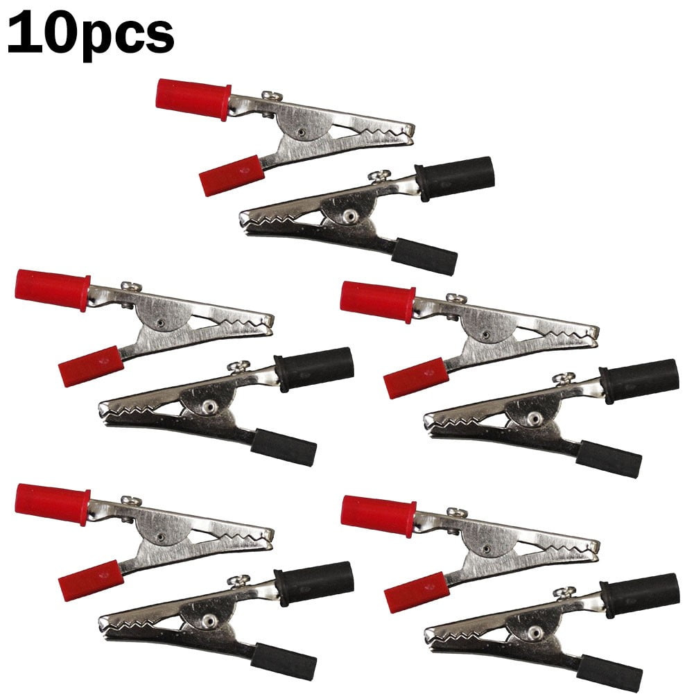 10 X Insulated Crocodile Clips Electrical Battery Connectors 5A ...