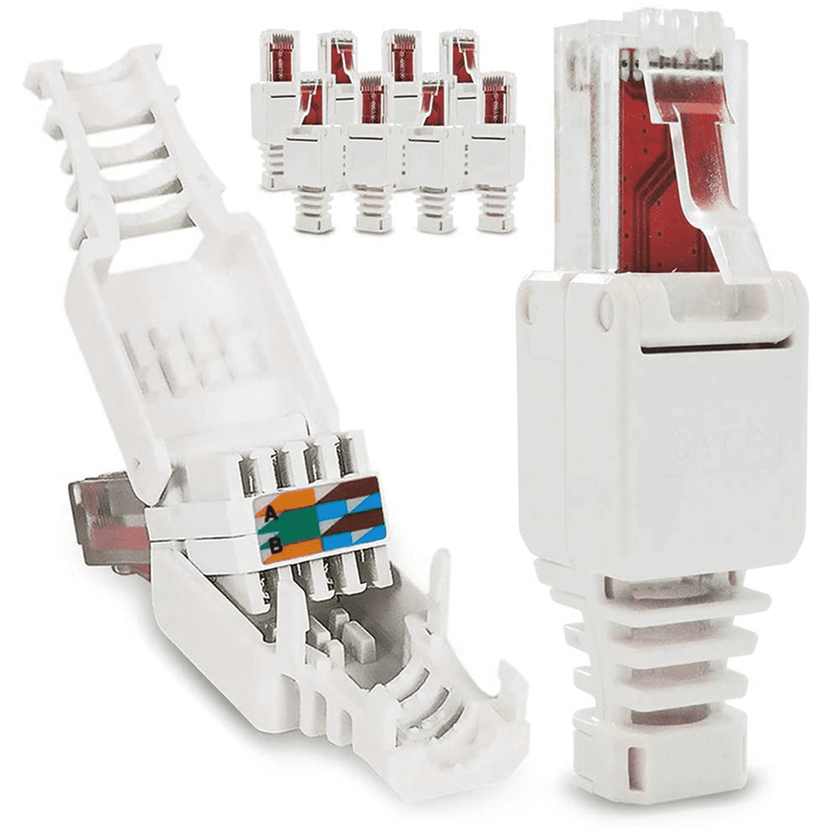 10 x Network Connectors Tool-Free RJ45 CAT6 LAN UTP Cable Plug ...