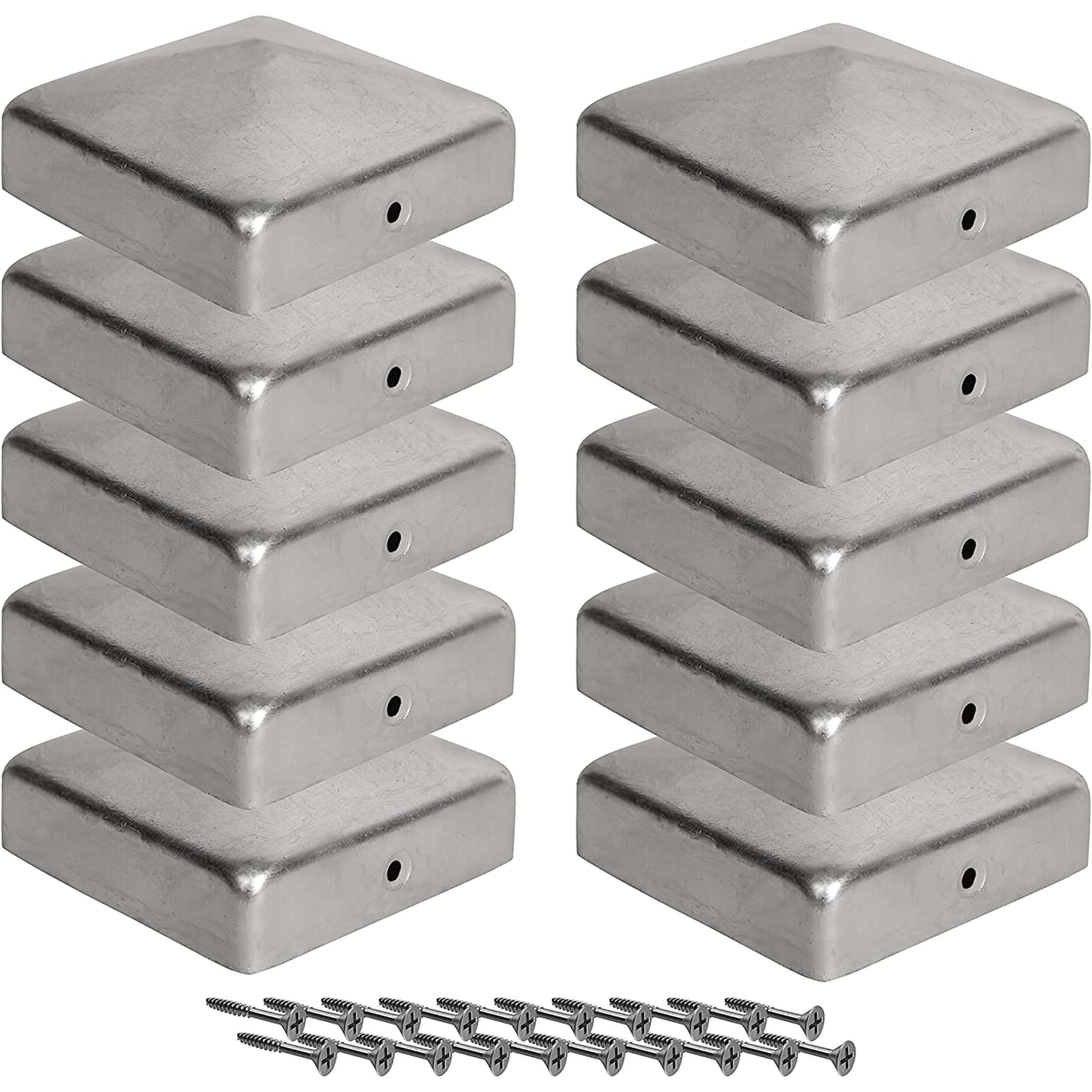 10 x Post Caps for Fence Posts (70 x 70 mm) Galvanised Steel Pyramid ...