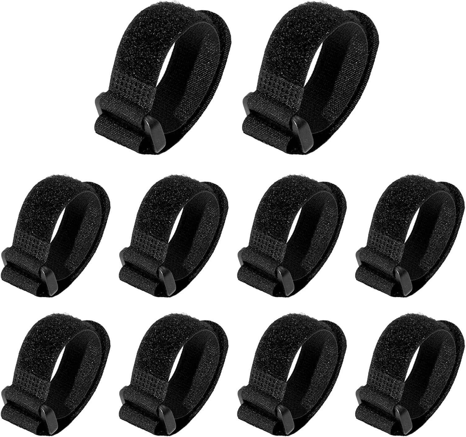 10 x Reusable Cable Ties Black,Hook and Loop Cable Straps, Heavy Duty ...