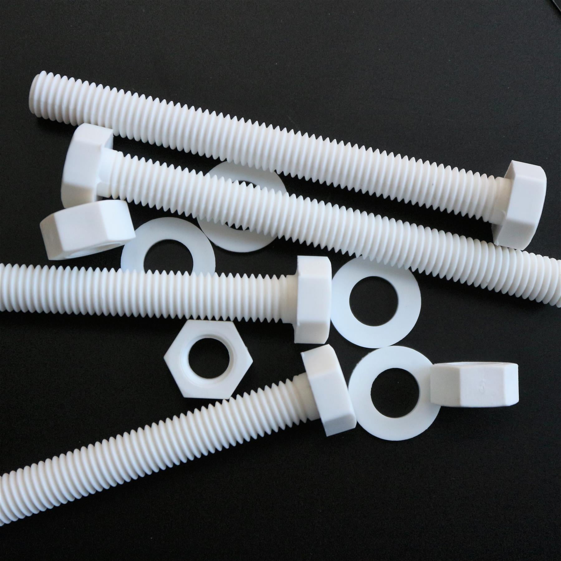 10 x White Hexagon Head Screws Polypropylene (PP) Plastic Nuts and ...