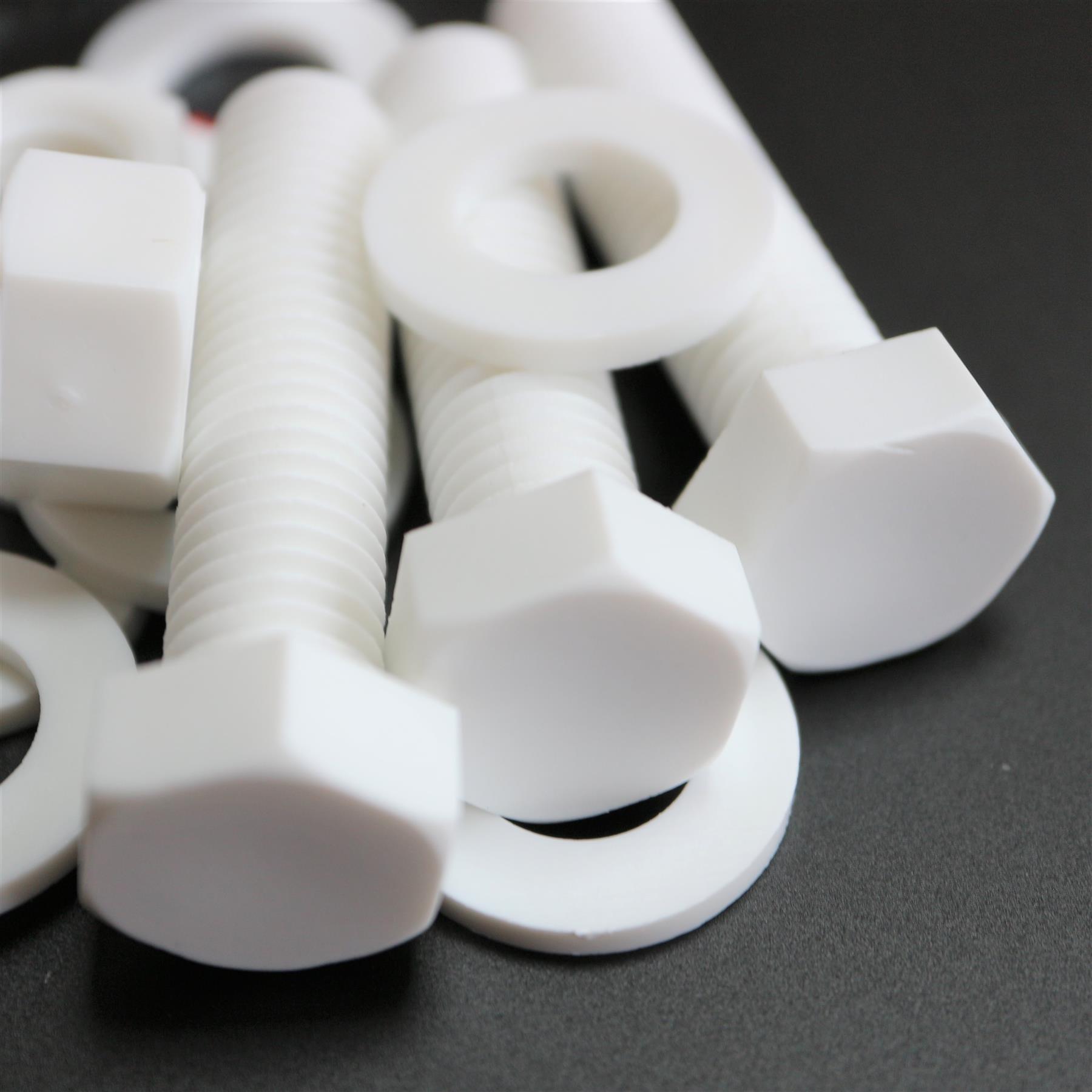 10 x White Hexagon Head Screws Polypropylene (PP) Plastic Nuts, Washers ...