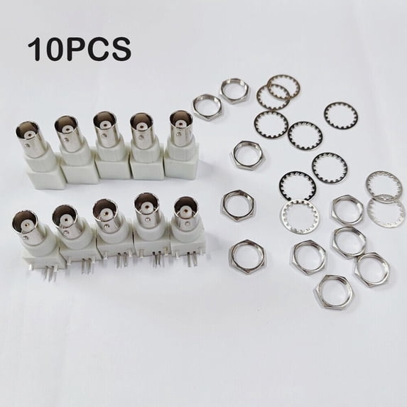 10 x White PC Board PCB Mount Right Angle BNC Female With Nut bulkhead ...