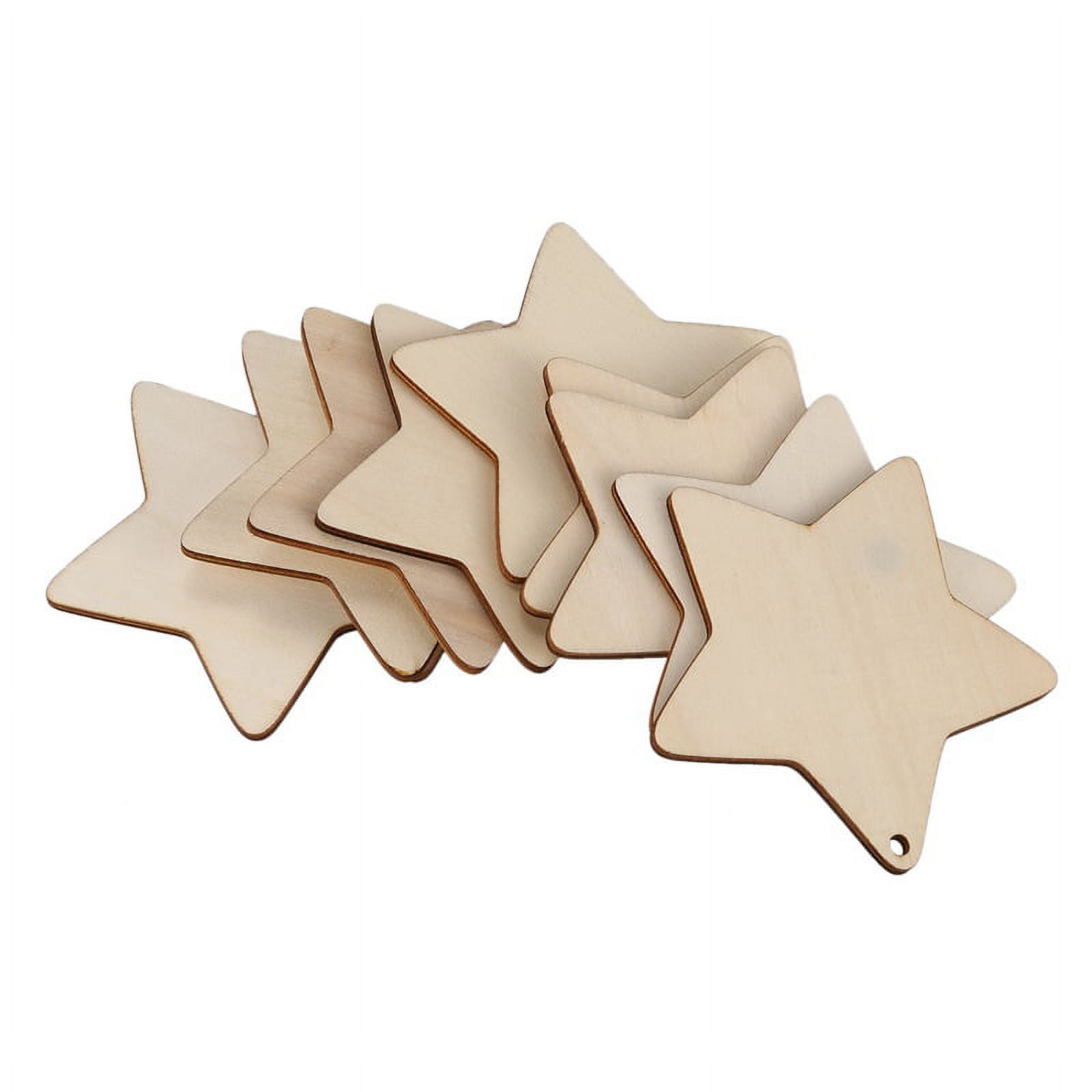 10 x Wooden Star Shapes, Plain Wood Craft Tags with Hole (10cm ...