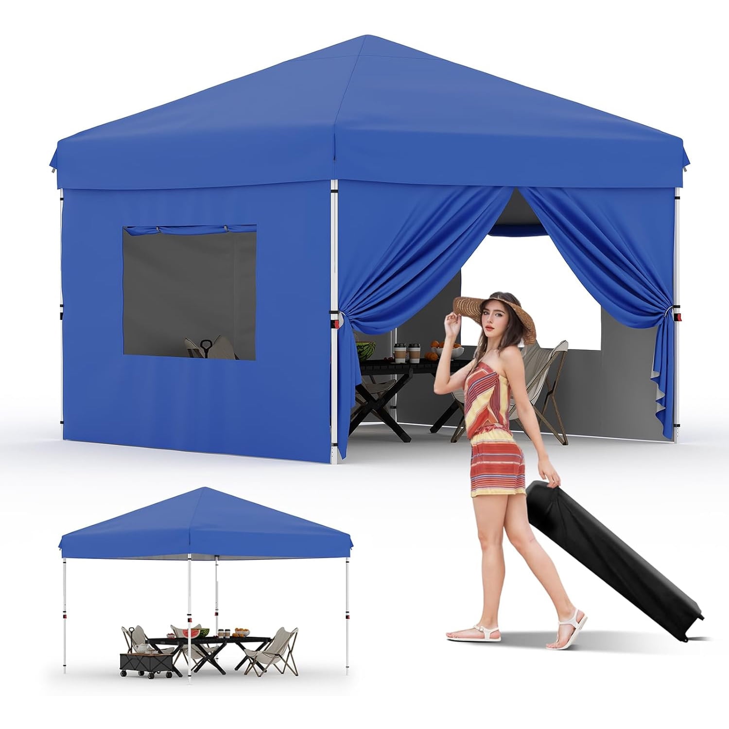 10'x10' Pop Up Canopy Tent – 210D Waterproof & UV-Protective, Includes ...