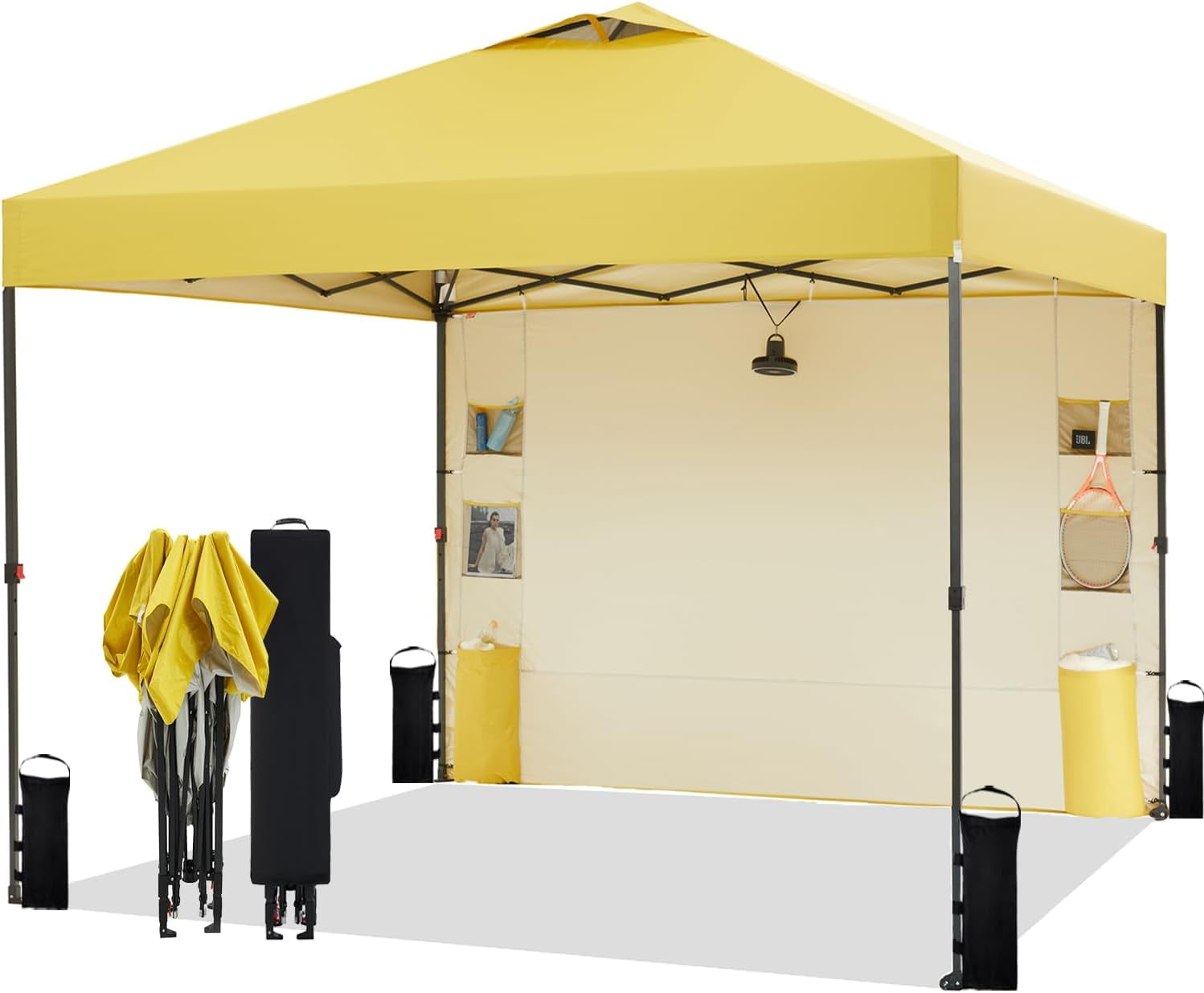 10'x10' Pop Up Canopy Tent with Sidewall and 6 Pockets, Patented One ...