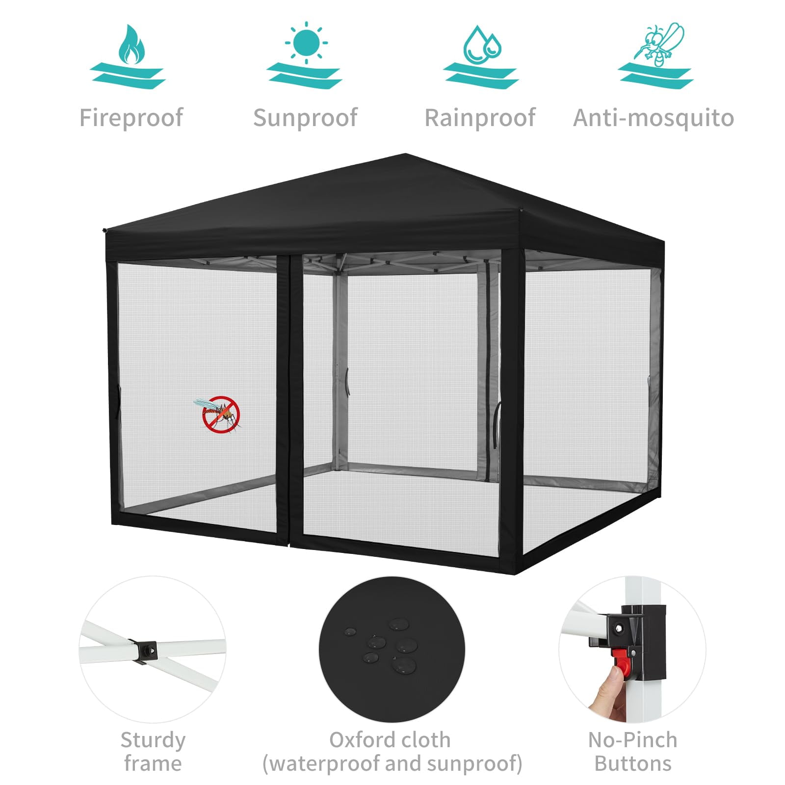 10'x10’ Pop up Screened Canopy Tent with Mosquito Netting, Portable ...