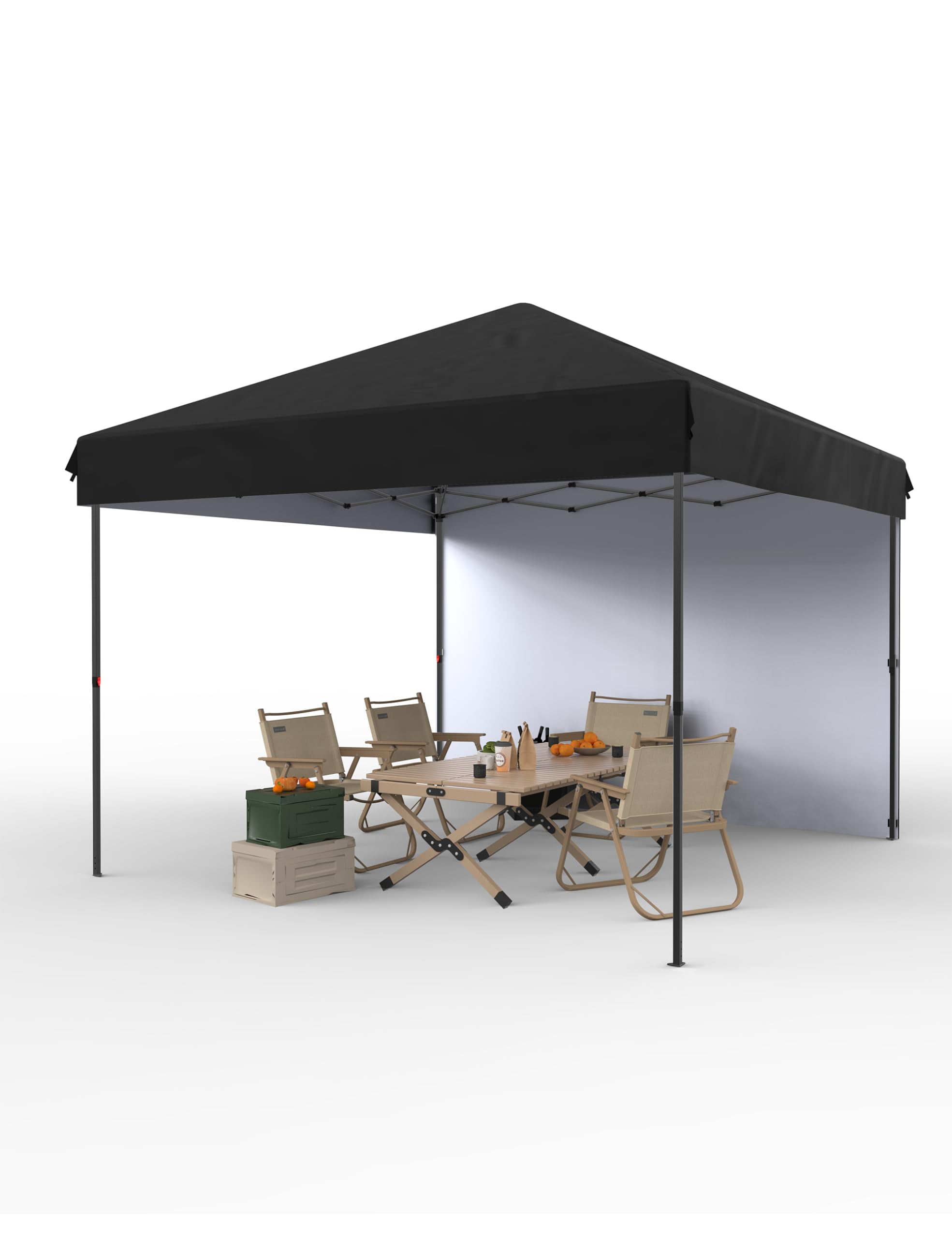 10'x10'Pop Up Canopy Tent with 1 Removable Sidewall 4 Stakes 4 Ropes ...
