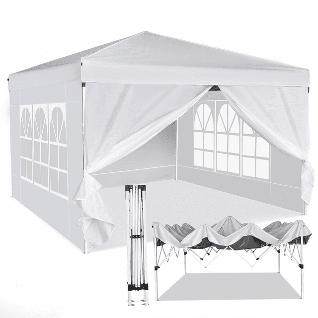 GVDV 10'x10' Waterproof Pop Up Canopy Tent with Removable Sidewalls ...